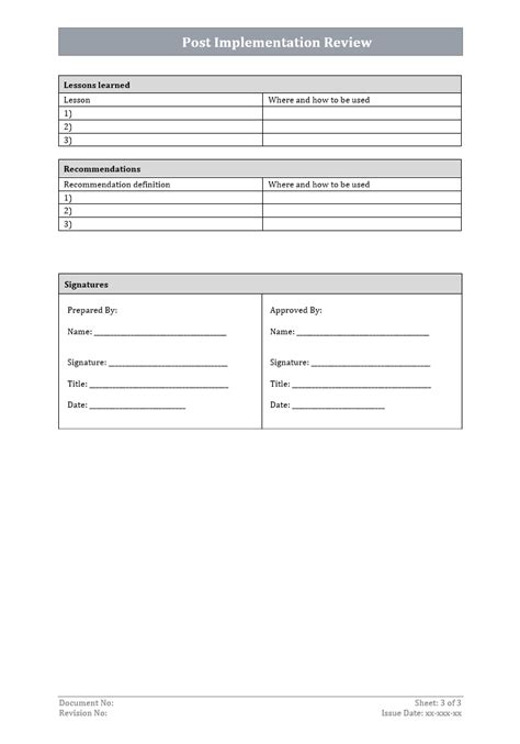Post Implementation Review Template It Governance Docs