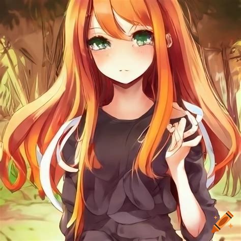 Anime Girl With Beautiful Orange Hair And Green Eyes On Craiyon