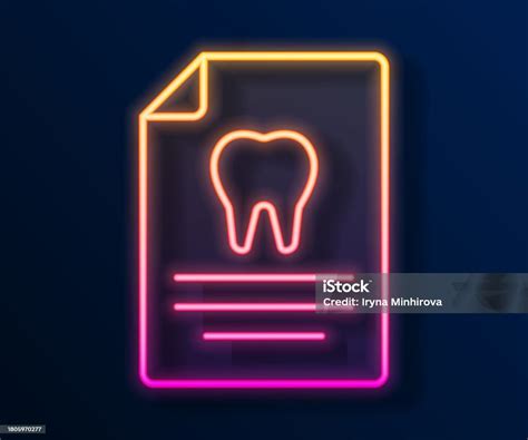 검은 색 배경에 고립 된 치과 카드 또는 환자 의료 기록 아이콘빛나는 네온 라인 클립 보드 치과 보험 치과 진료소 보고서 벡터 건강 진단에 대한 스톡 벡터 아트 및 기타