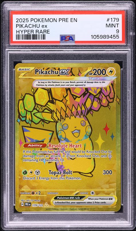 2025 Pokemon Pre En Prismatic Evolutions Hyper Rare Pikachu Ex 179 Psa