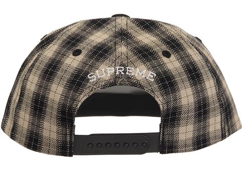 Supreme Script Logo 6 Panel Ss24 Black Plaid Ss24 Us