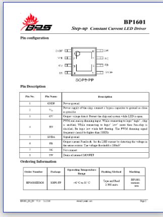BP1601 Datasheet Meta Search