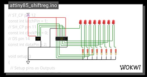 ATTINY ShiftRegOut Wokwi ESP32 STM32 Arduino Simulator
