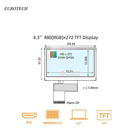 COM43T4N95VLC Ortustech 4 3 Inch TFT LCD Display 480272 Parallel RGB Interface LCD Panel