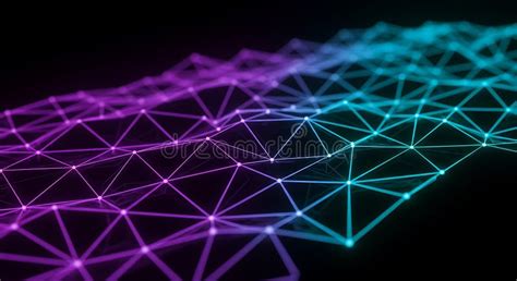 Abstract Network Connection With Glowing Nodes And Lines In Gradient Colors Stock Illustration