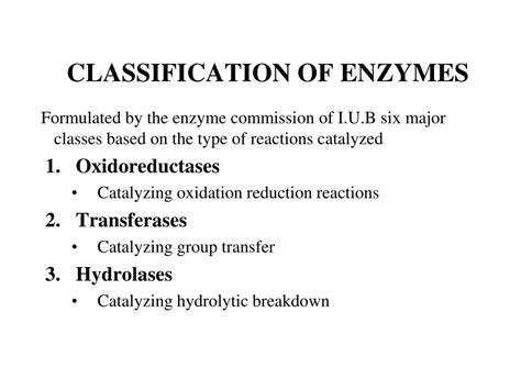 Enzymes Structure Classification And Function