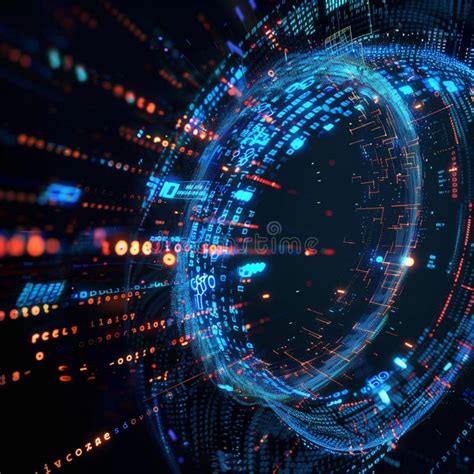 Futuristic Digital Interface With Glowing Blue Circular Hologram Stock Illustration