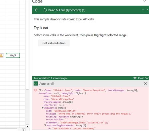Getting Internal Error When Run Rangevaluesasjson On Cell Containing Customfunctionerror