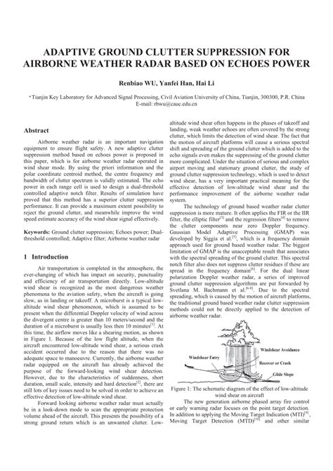 PDF Adaptive Ground Clutter Suppression For Airborne Weather Radar Based On Echoes Power