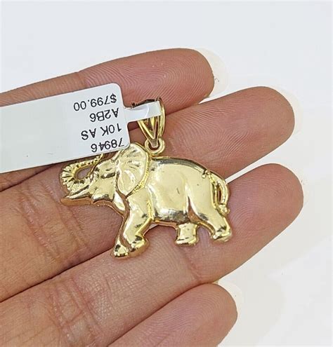 10k Real Yellow Gold Elephant Charm Pendant Gold 10k Gdj