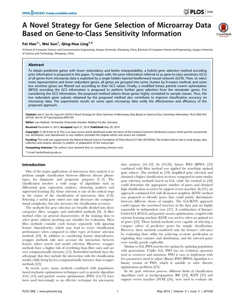 Pdf A Novel Strategy For Gene Selection Of Microarray Data Based On