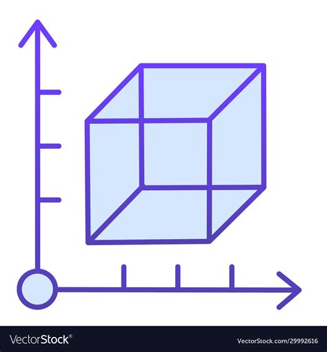 Cube And Coordinates System Flat Icon Isometric Vector Image