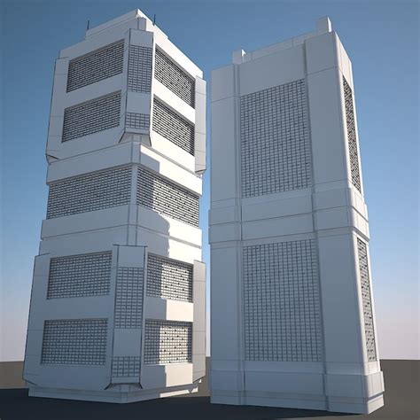 미래형 메가 타워 2 개 3d 모델 49 Max Free3d