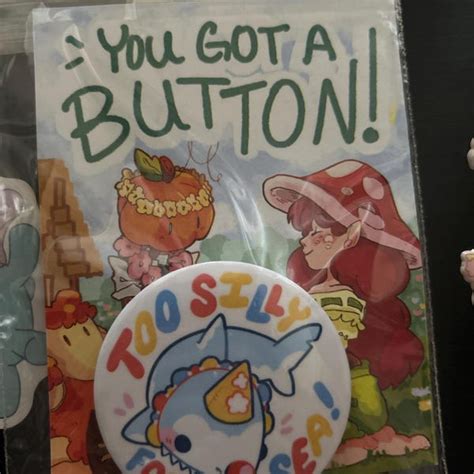 Too Silly For The Sea Clown Shark Button Etsy