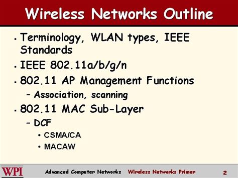 Wireless Networks Primer Cs 577 Advanced Computer Networks