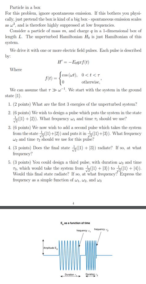 Solved Particle In A Box For This Problem Ignore