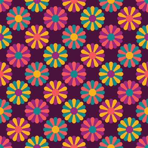 Premium Vector Cute Flower Power Seamless Pattern Decorative Retro Minimal Style Floral Background