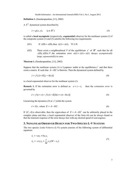 Nonlinear Observer Design For L V System Pdf