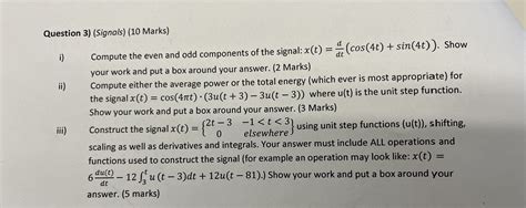 Solved Question Signals Marks I Compute The Even Chegg
