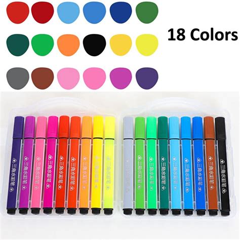 12 18 24 Colors Felt Tip Pens Set Washable Markers Grandado
