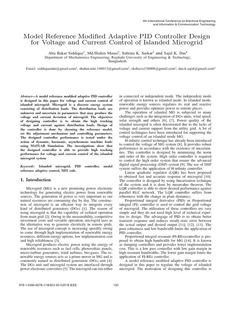 Model Reference Modified Adaptive Pid Controller Design For Voltage And Current Control Of