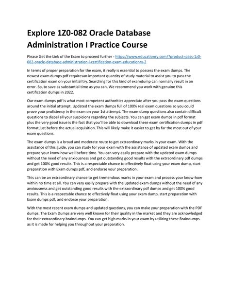 Ppt Explore 1z0 082 Oracle Database Administration I Practice Course Powerpoint Presentation