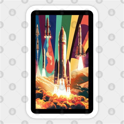 Retro Sci Fi Rocket Collage Art Retro Rocket Sticker Teepublic