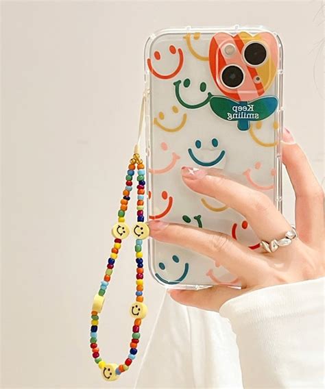 당일출고 스마일 투명 아이폰케이스 튤립 꽃 플라워 스트랩 줄 우정 핸드폰 생일선물 아이폰 7 8 Se2 Se3 Xs Xr 11 14 15 프로 맥스 12 13 미니 에이블리