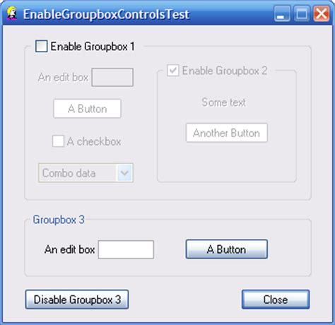 EnableGroupboxControls A Non MFC Function To Enable Or Disable All