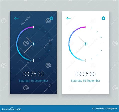 Clock Mobile App Concept Ui Design Day And Night Clock User Interface Time Vector Widget Design