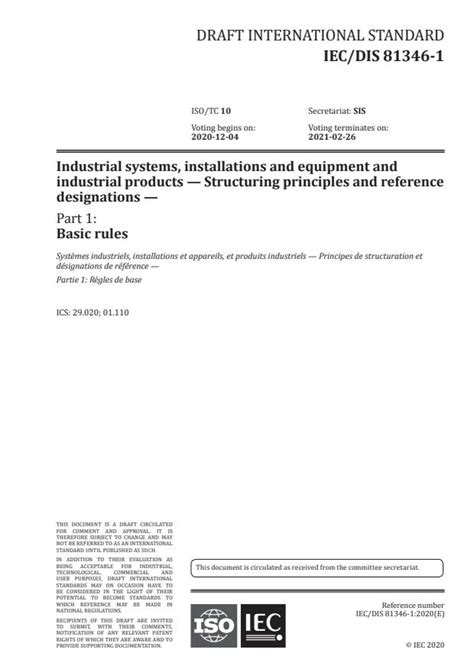 Iec Dis 81346 1 Industrial Systems Installations And Equipment And