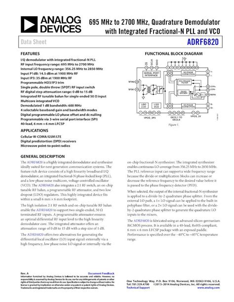 Pdf 695 Mhz To 2700 Mhz Quadrature Demodulator With Integrated … · 2014 07 22 · Demodulator