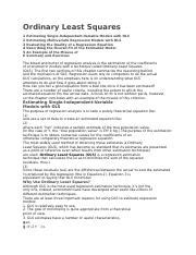 Econometrics Chapter Docx Ordinary Least Squares Estimating Single Independent