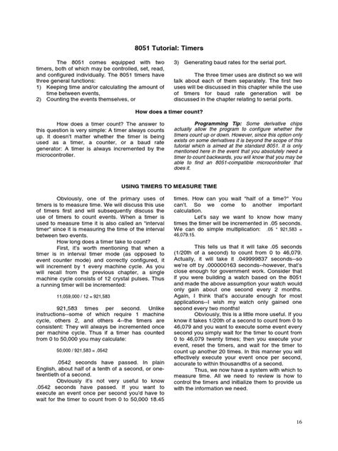 8051 Tutorial Timers How Does A Timer Count Download Free Pdf