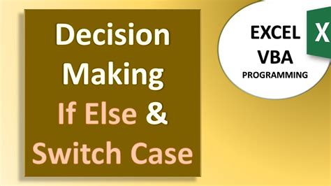 Decision Making If Else And Switch Case In Excel Vba Programming In Urdu Vba Excel 0716 Youtube