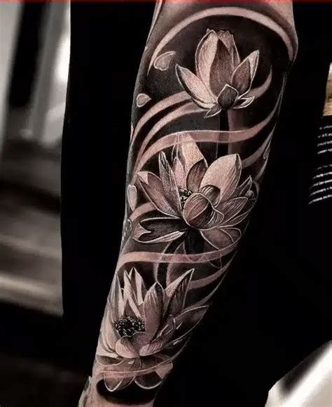Lotus Sleeve Tattoo Men Lotus Flower Temporary Tattoo Sleeve Tribal