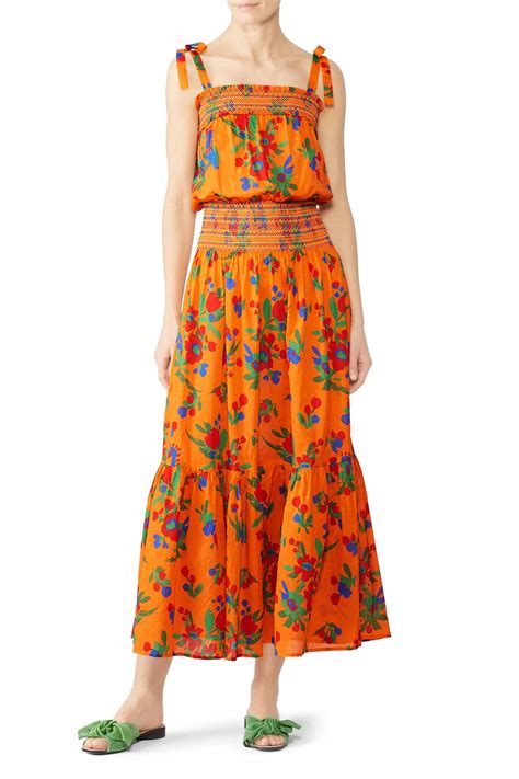Printed Smocked Dress By Tory Burch Rent The Runway
