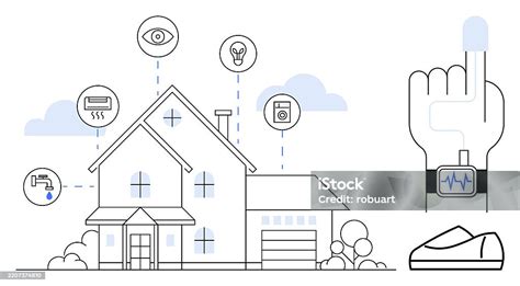 스마트 홈 오토메이션은 웨어러블 건강 기술 및 필수 유틸리티와 연결됩니다 가정 난방에 대한 스톡 벡터 아트 및 기타 이미지 가정 난방 개념 개념과 주제 Istock
