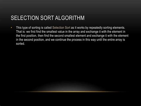 Selection Sort In Algorithm And Complexitypptx