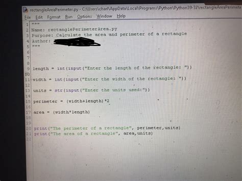 Creating A Program To Calculate Area And Perimeter Of A Rectangle Need