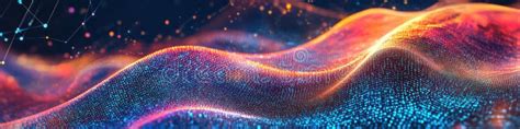 Abstract Digital Wave Pattern With Glowing Pink And Blue Particles Symbolizing Futuristic