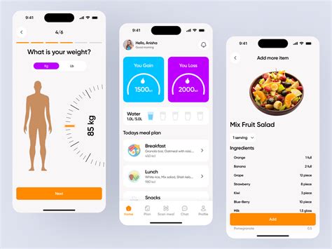 Mobile App Design Diet And Food Tracking App By Jahid Chowdhury For