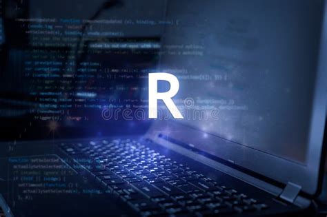 R Programming Language Inscription Against Laptop And Code Background