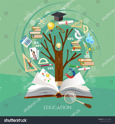 교육 지식의 나무 개방된 책 효과적인 스톡 벡터로열티 프리 1011610708