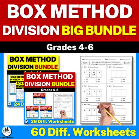 1 Digit And 2 Digit Divisors Box Method Division Worksheets For 4th