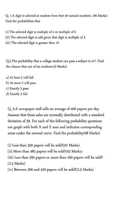 Solved Q 1a Digit Is Selected At Random From First 40