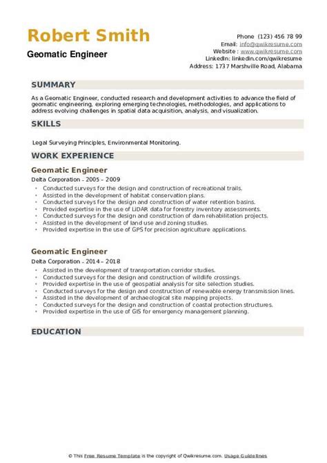10 Geomatic Engineer Resume Samples And Templates For 2025 10 Geomatic Engineer Resume Samples And Templates For 2025