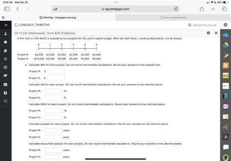 Project M Project N Calculate Irr For Each