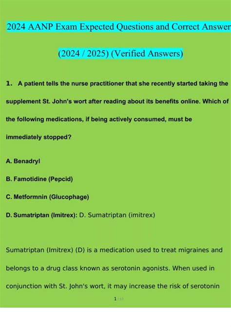 2024 Aanp Exam Expected Questions And Answers 2024 2025 Verified Answers 2024 Aanp