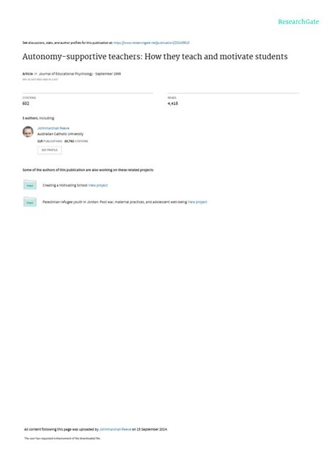 Autonomy Supportive Teachers How They Teach And Mo Pdf